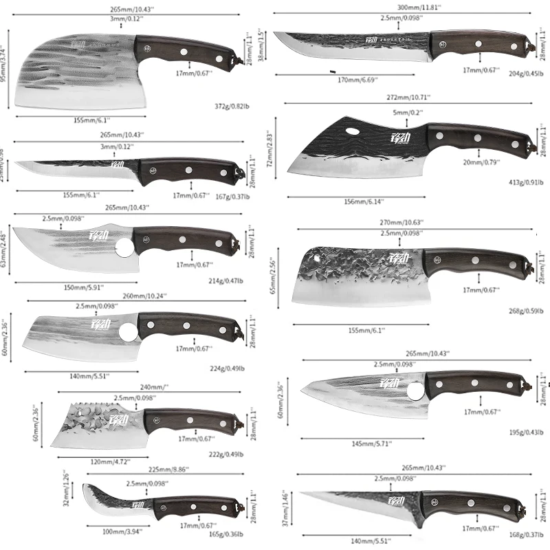 16pcs Butcher Chef Knife High Carbon Steel Set for Kitchen