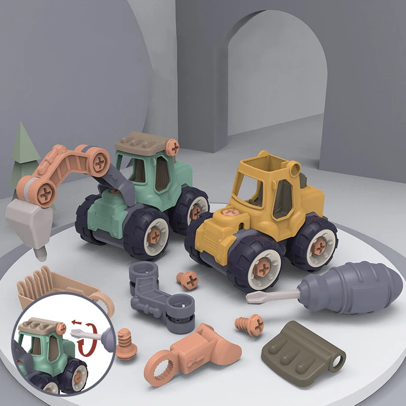 Children Excavator Vehicle Toy Small Engineering Truck Assembly Diy ...