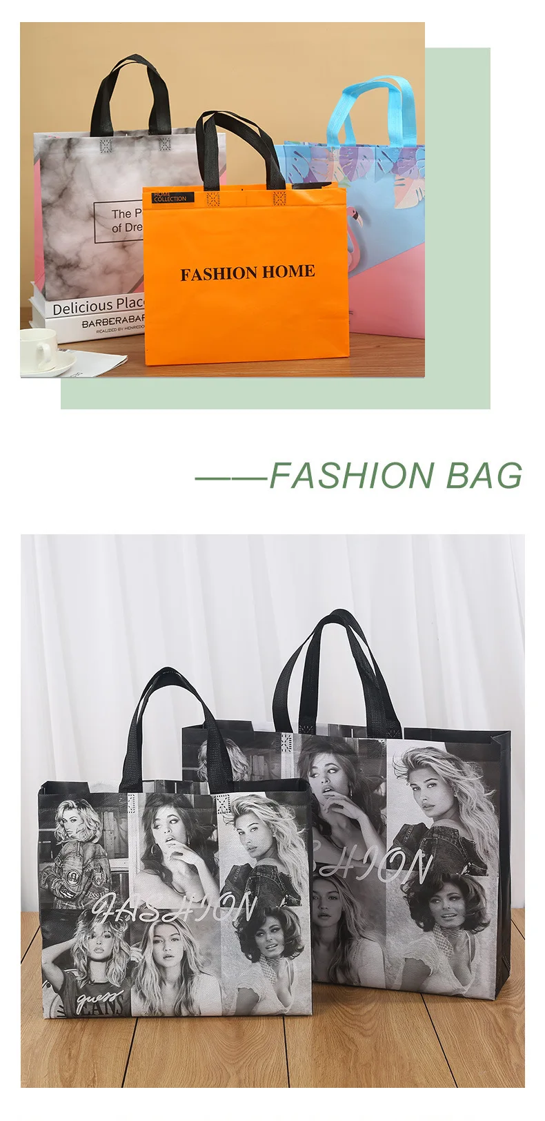 Customized Reusable Fabric Nonwoven Grocery Shopping Bags Gift Bags Non ...