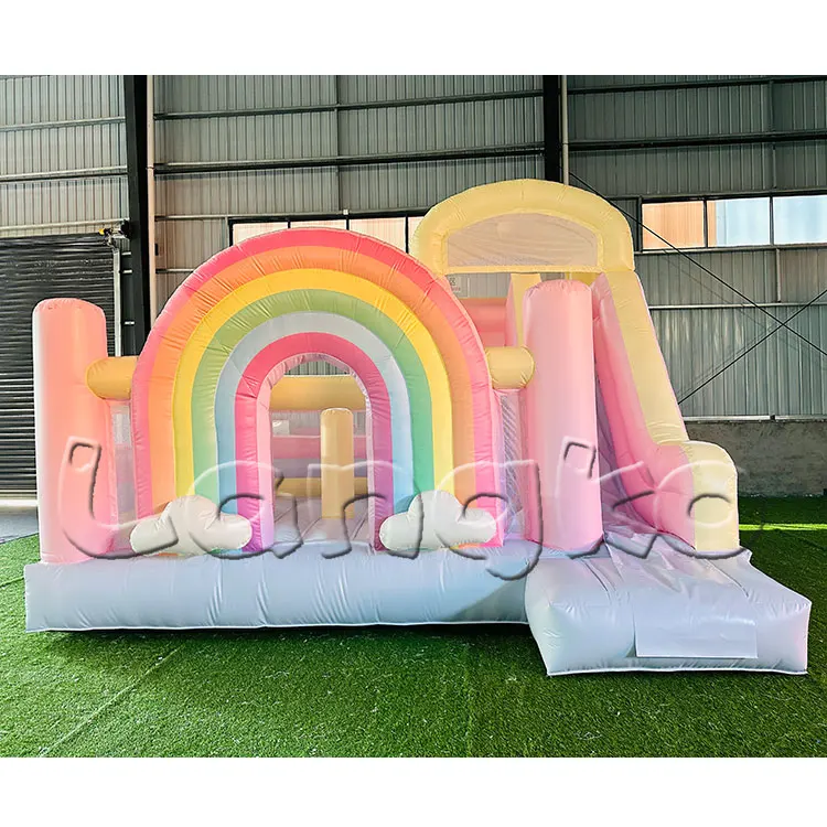 Luxury Commercial Rainbow Inflatables Combo with Ball Pit