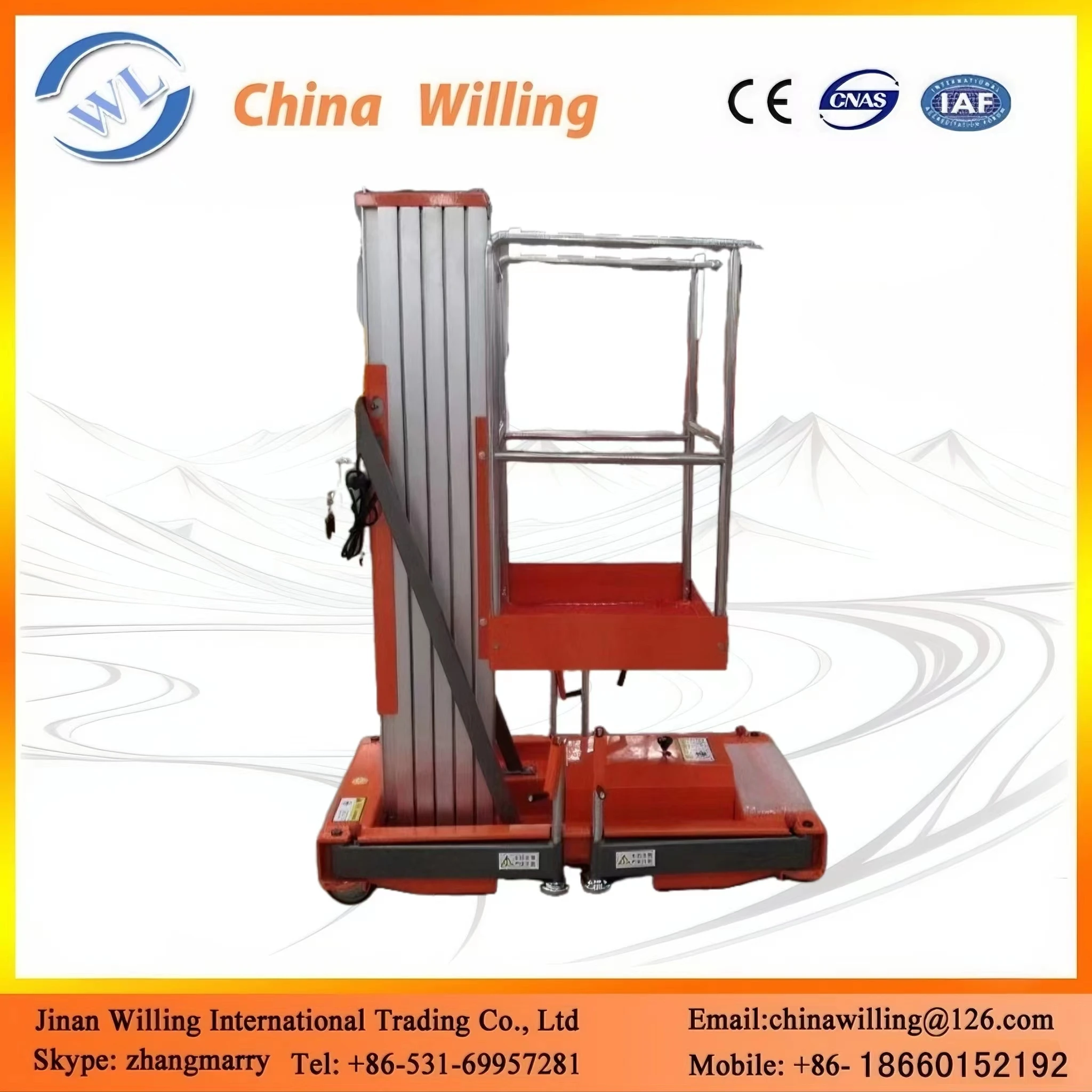 Aluminium Lift/electric Manlift Hydraulic Lifting Table Single Mast ...