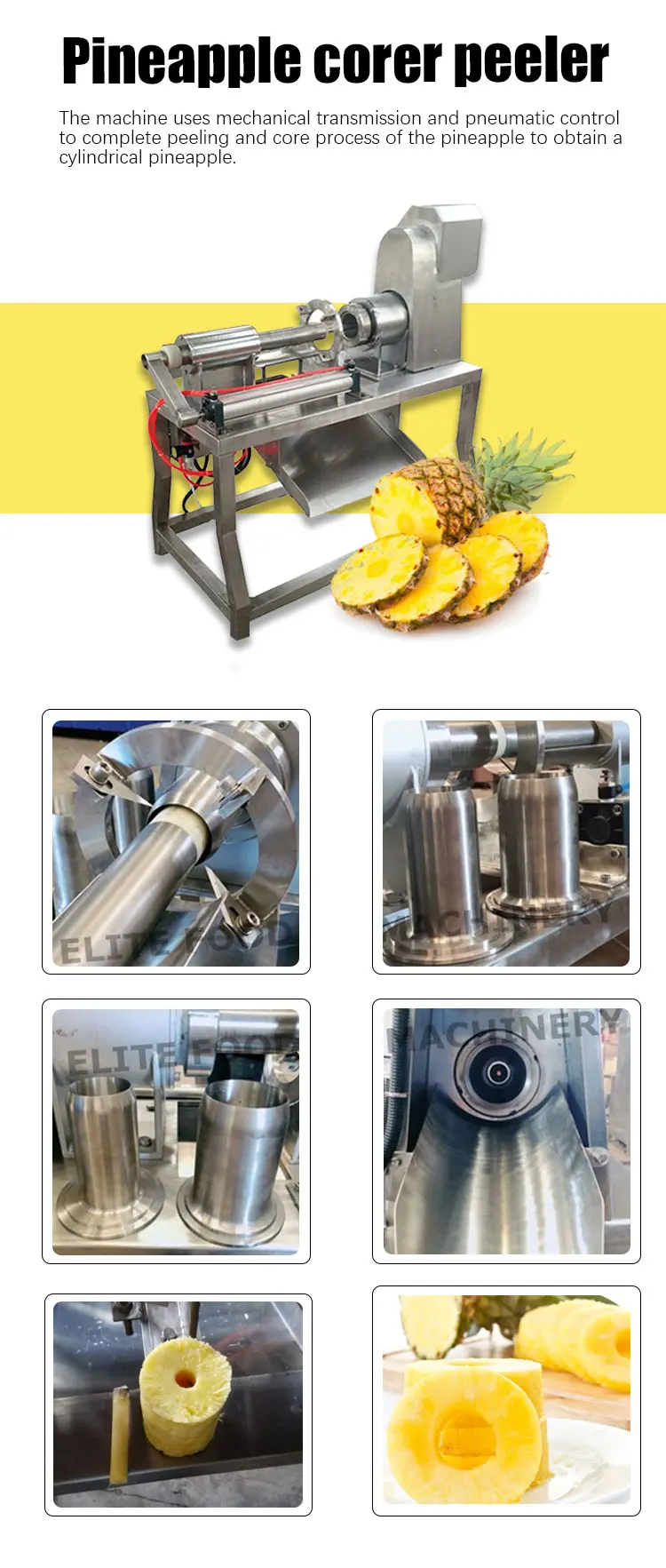 Pneumatic Pineapple Skin Remover Coring Pineapple Peel Machine - Buy ...