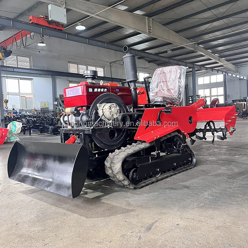 Big Double Plow Crawler Rotary Tiller Diesel Engine 25HP/35 Hp