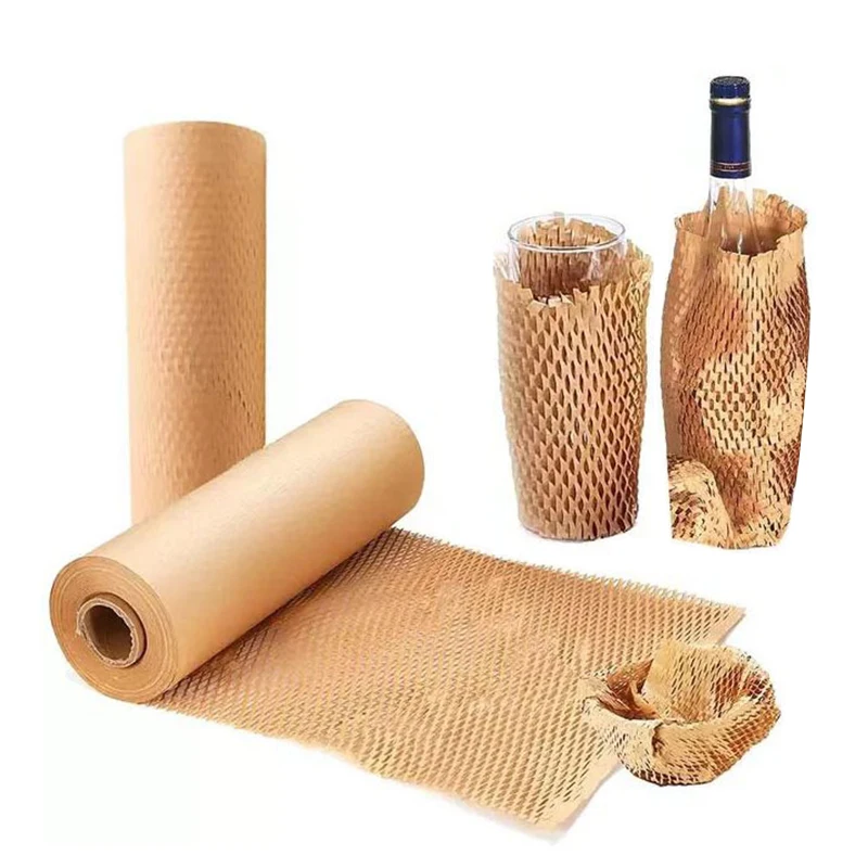 Eco-Friendly Honeycomb Packaging Paper Cushioning Kraft Paper Wrap Roll ...