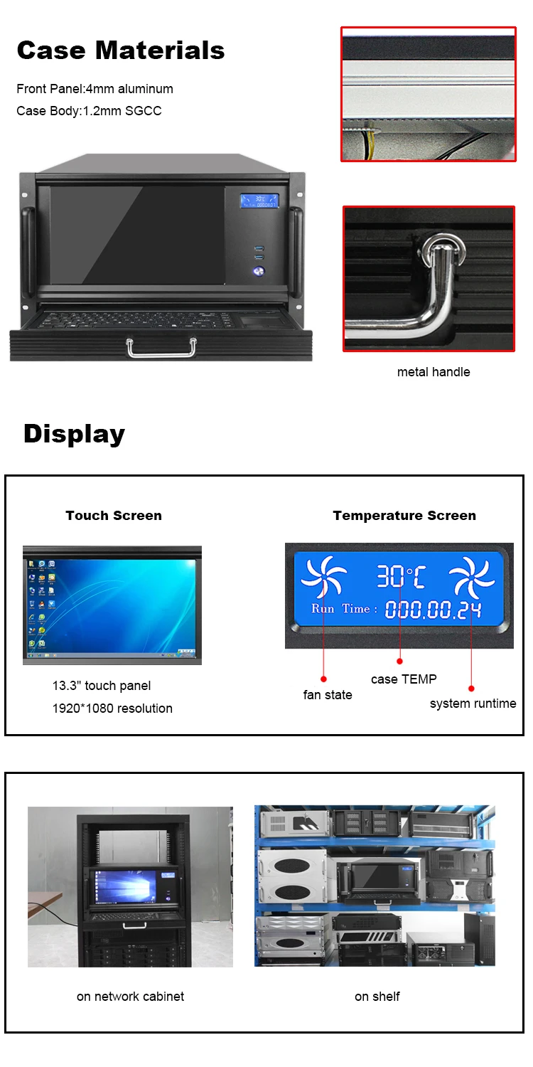 Industrial AI Server GPU Rack Mount Chassis 6U with LED, Fans, and ATX ...
