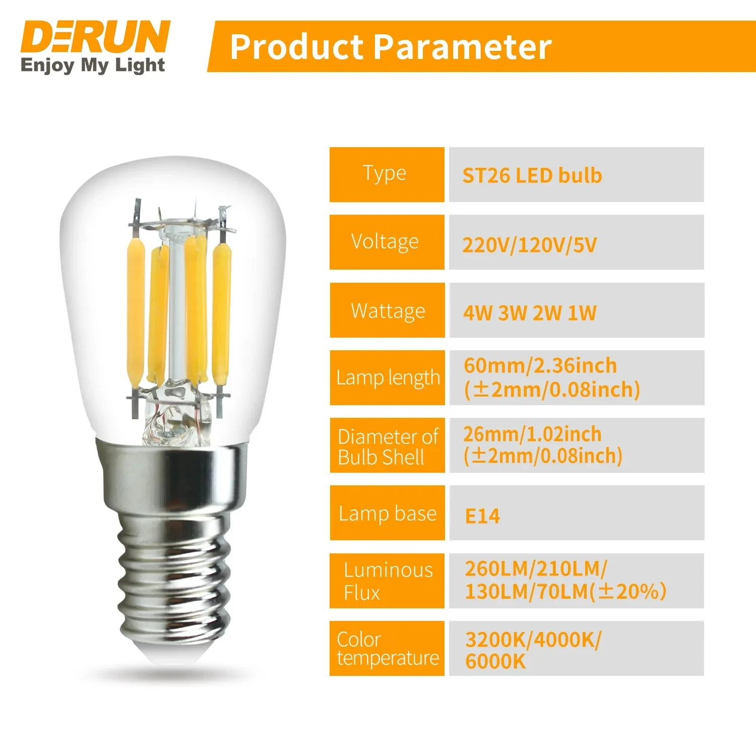ST26 LED Fridge Bulb 220-240V 1W 2W 3W 4W E14 LED Filament Bulb Used ...