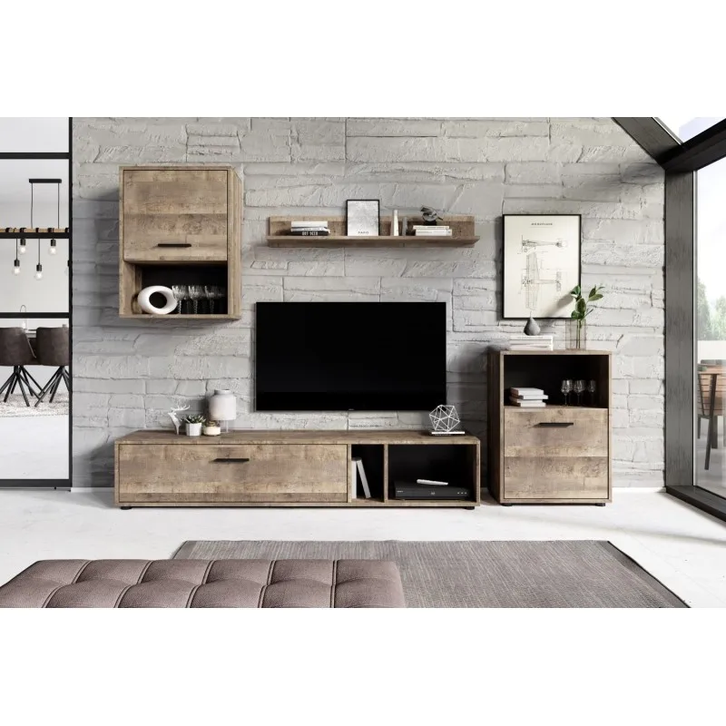 Mdf Wood Modern Tv Cabinet With Showcase And Wall Mount Display Cabinet ...