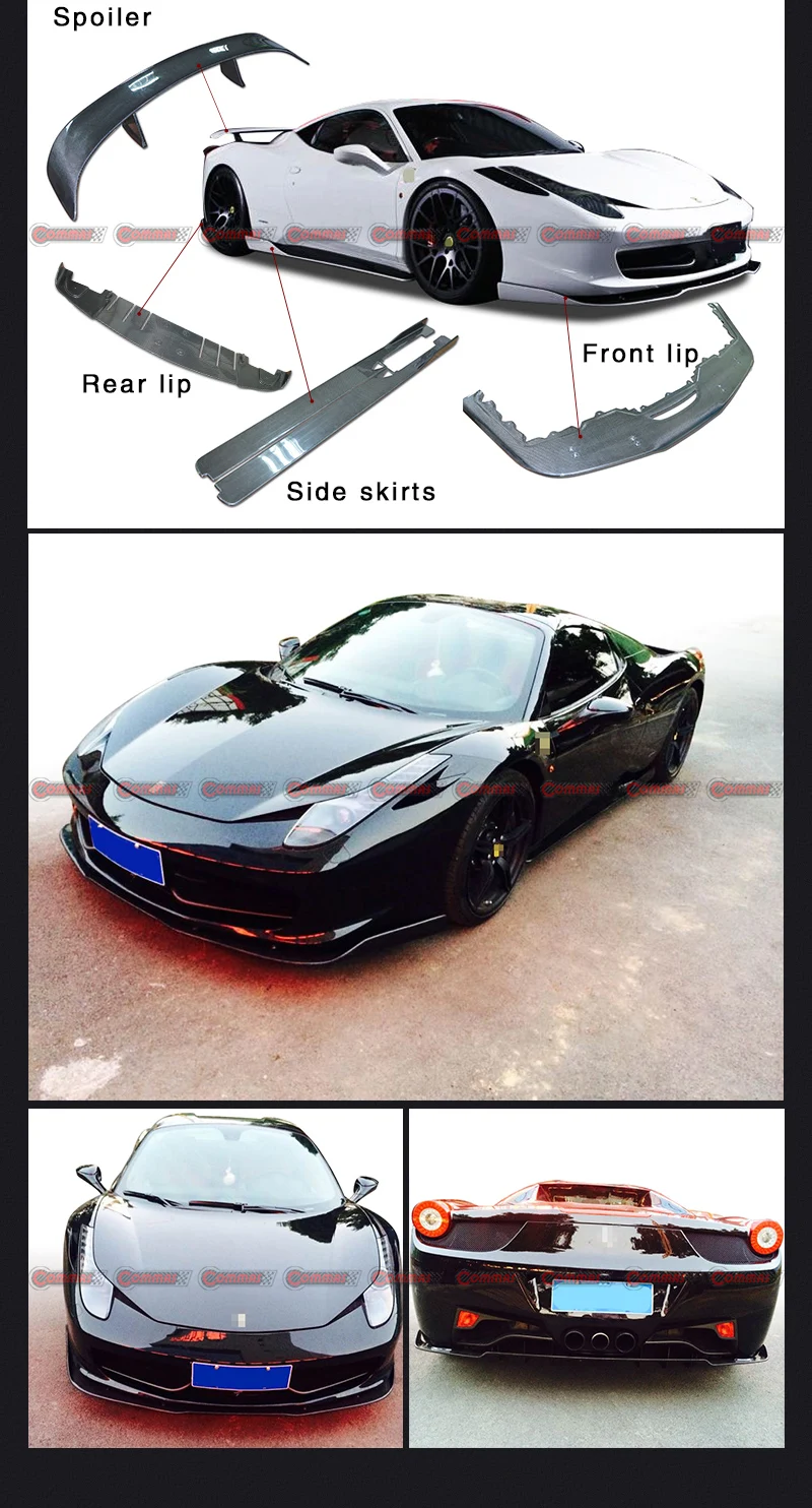 Auto Veloce Style Front Lip Rear Diffuser Spoiler Carbon Fiber Car Body ...