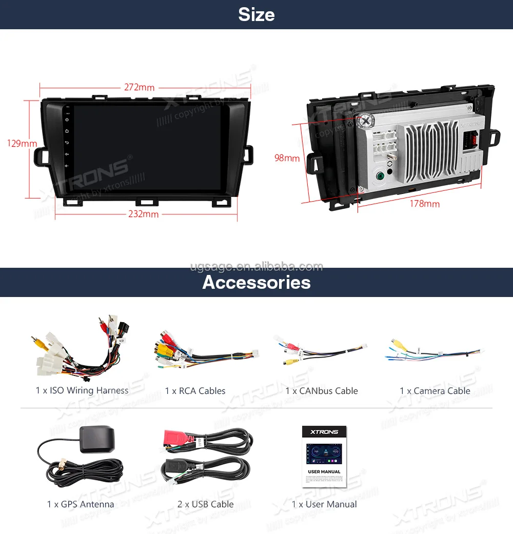 Xtrons 9" Android 12.0 Ips Dsp Multimedia Car Stereo For Toyota Prius ...