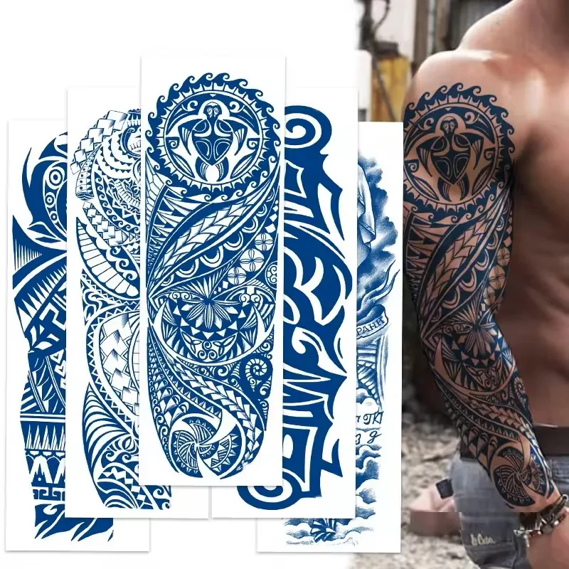 All New Waterproof Semi-Permanent Full Arm Temporary Tattoos Tattoo ...
