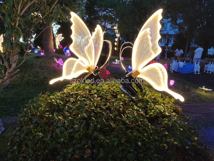 Decorative Giant Light up Road Butterflies Props Moving LED Butterfly ...
