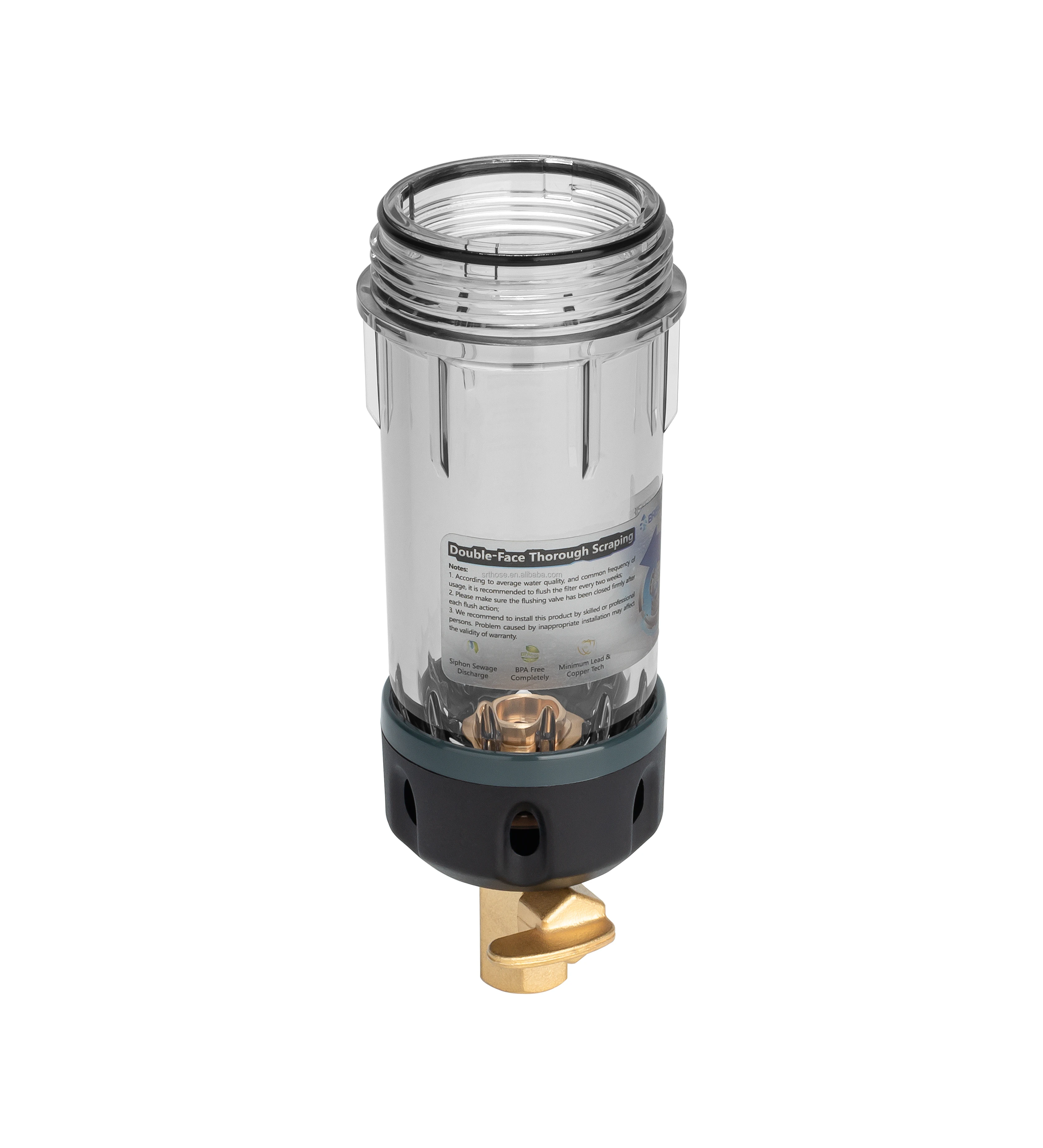 Whole House Water Sediment Filter With Scraper & 40 Micron Mesh