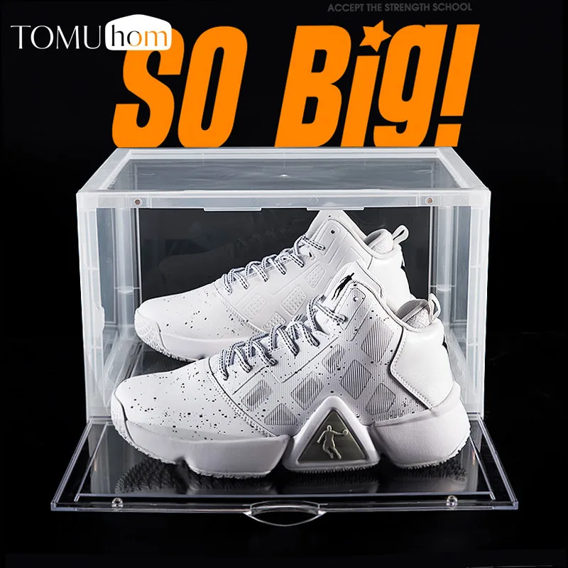 Sneaker Organizer Side Open Door Transparent Basketball Shoe Box Large ...