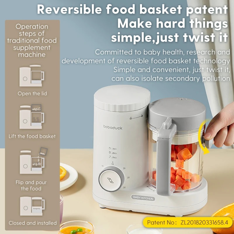 Boboduck Multi-Function Electric Baby Food Processor Maker Steamer ...
