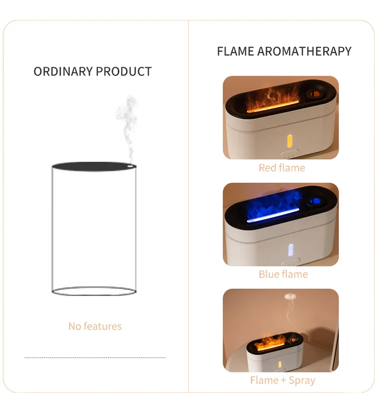 IMYCOO 2022 New Flame Air Humidifier 300ml Essential Oil Diffuser for Household Fire Series with ...