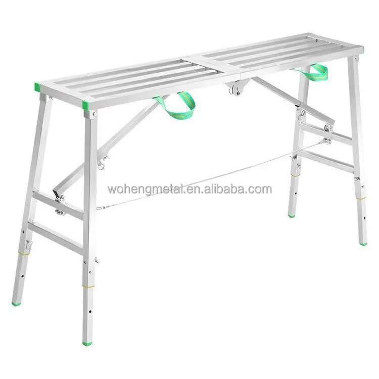 Portable Folding Ladders Scaffold Work Platform Adjustable Height Metal ...