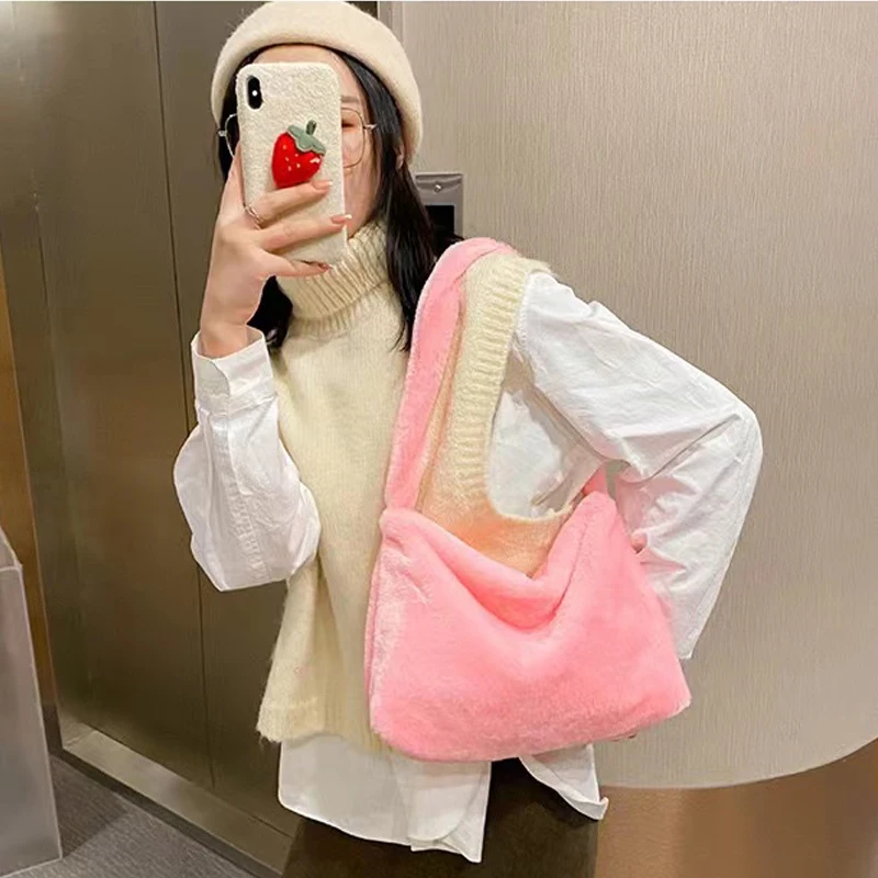 Cute Purple Love Pattern Underarm Bag Korean Girlish Style Autumn ...