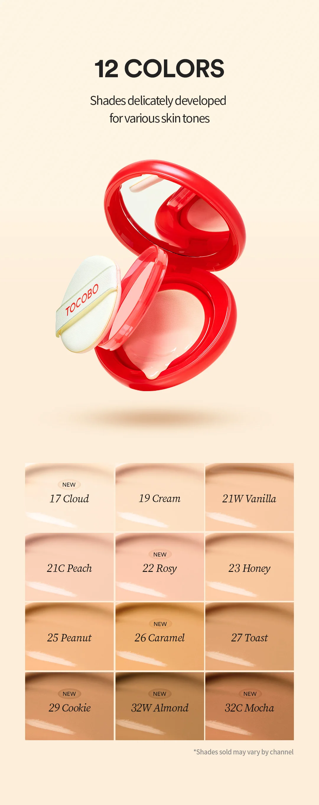 TOCOBO Apple Dewy Fit Cushion Foundation 19 Cream Moisturizing Light ...