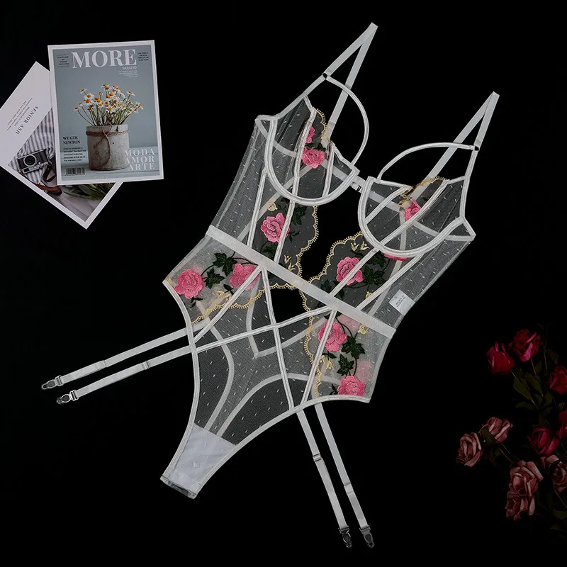 Lady Sexy Lingerie Lace Teddies Deep V Neck Halter Women Bodysuits Sexy ...