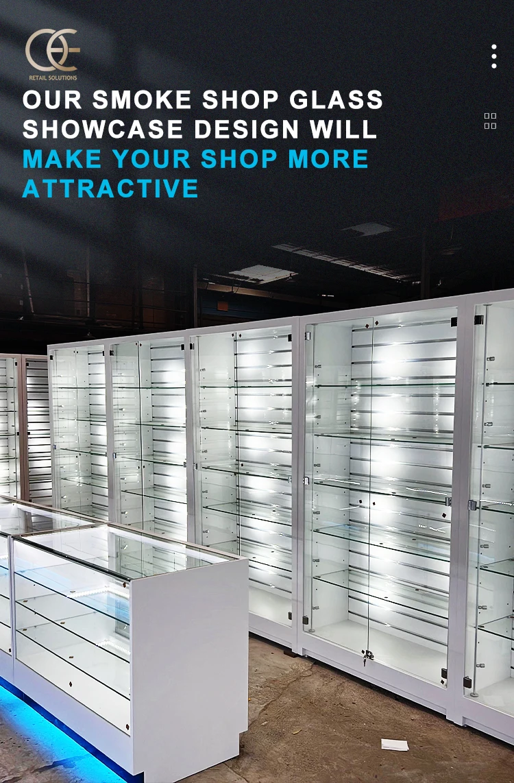 Custom Design Smoke Shop Display Table - Showcase Counter Cabinets