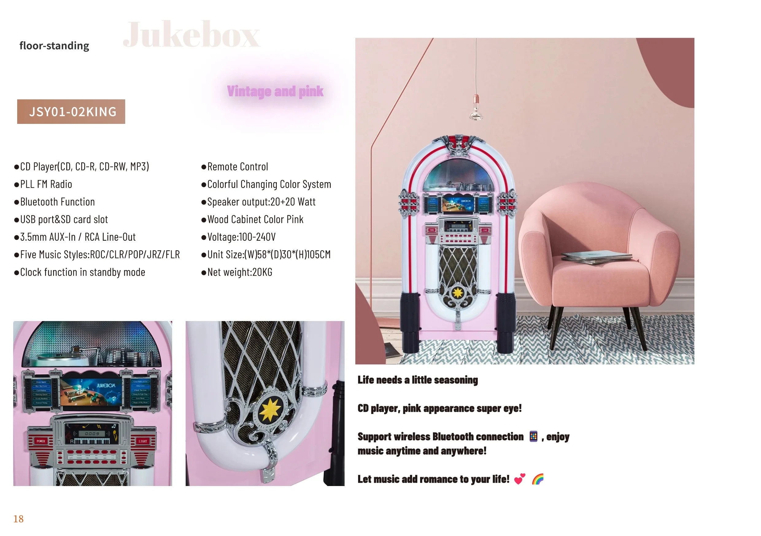 Classic Full Size Floor-standing Jukebox, American-style, With CD, Mp3 ...