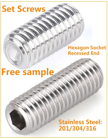 Din 916 Stainless Steel Hexagon Socket Grub Set Screw M6 Slotted Headless Hex Socket Set Screw ...