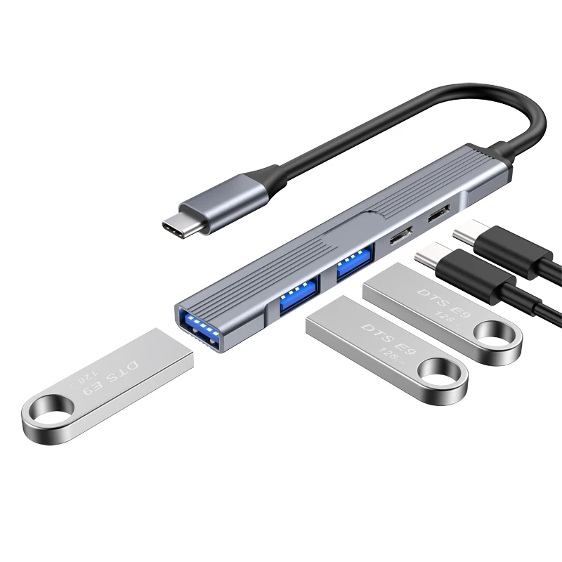Customizable Logo Mini Aluminum Otg Usb C/2.0 4-port Hub 5gbps Strip ...