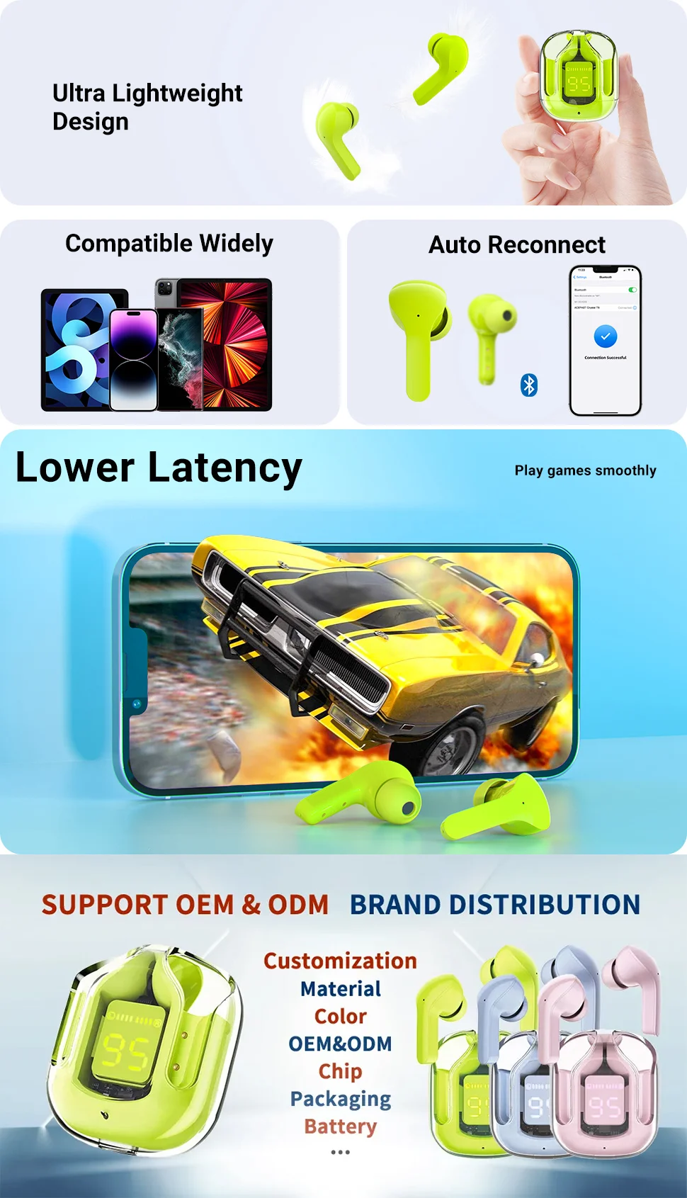 M98 Sports Wireless Earphones - Hifi, Waterproof, and LED