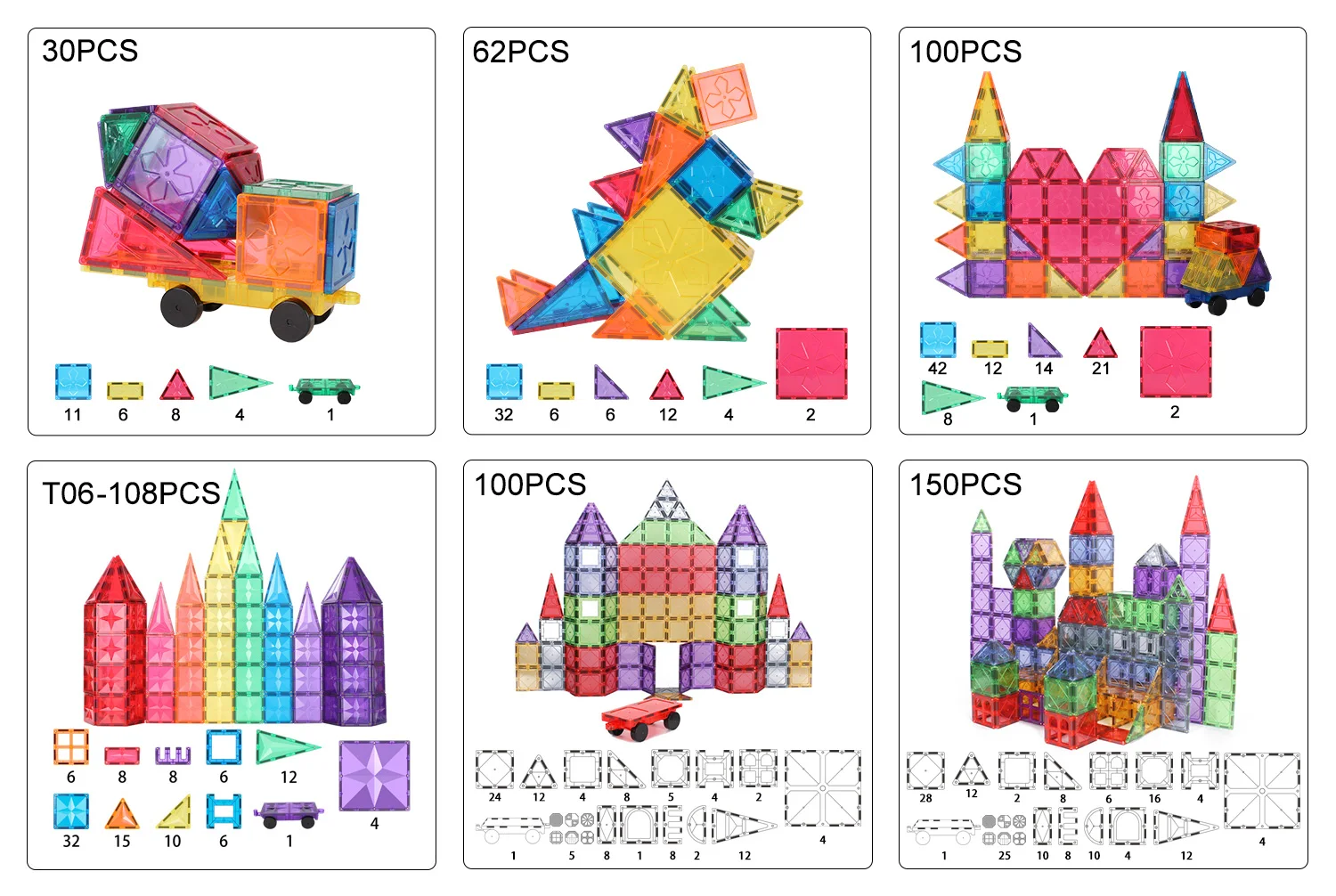 Mntl Kids Educational 3d Construction Toys Magnetic Tiles Building ...