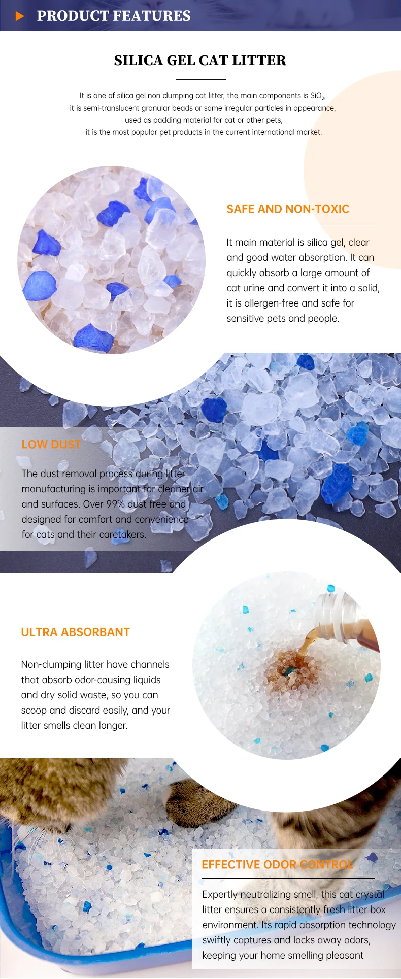 Health Care Monitoring Indicator Crystal Cat Litter Highly Absorbent ...