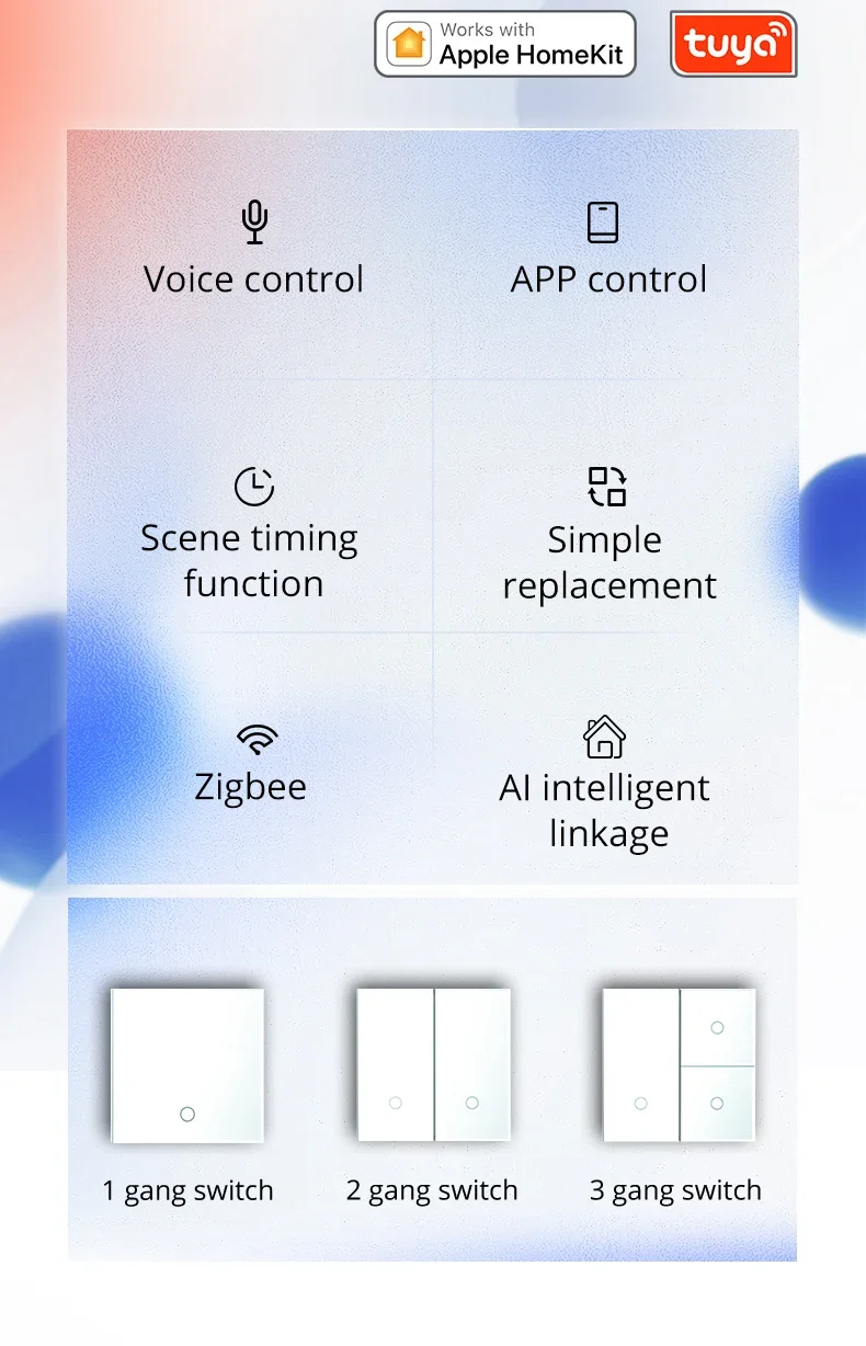 Zemismart Tuya Zigbee EU 1 2 3 Gangs Smart Wall Light Switch with Push ...