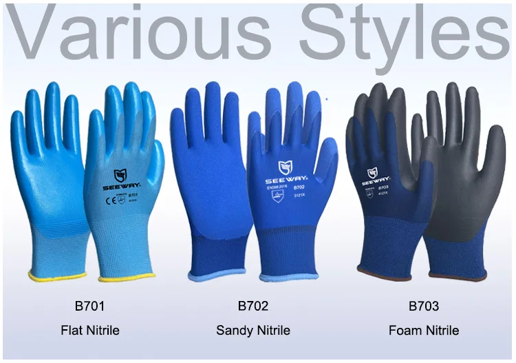 Seeway EN388 3121 Nitrile Palm Coated Gloves - General Purpose Work Protection