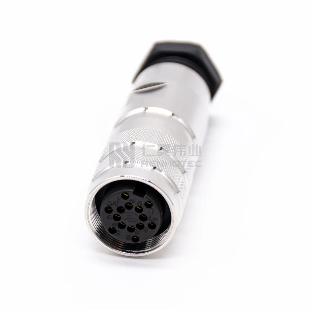 M16 Connector 14 Pin Female Cable Lug Plug Straight Field Wireable Metal