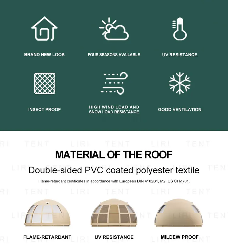 Waterproof Timber Structure Geodesic Eco Panorama Dome Glamping Tents ...