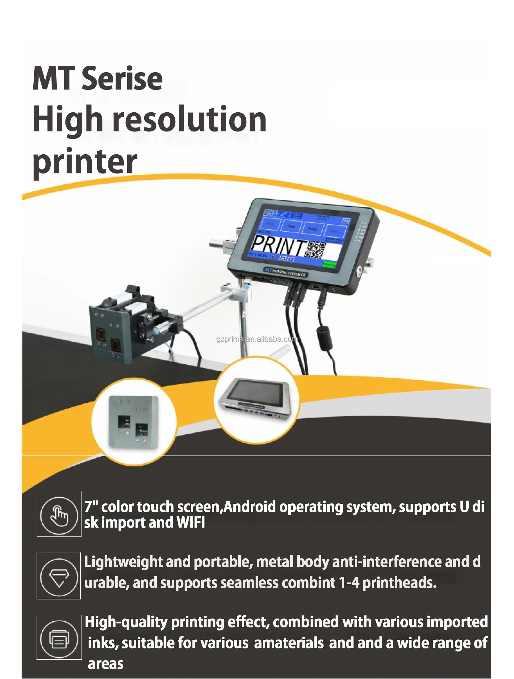 M7 MT High Resolution Printer on Line Four Printhead Inkjet Printer ...