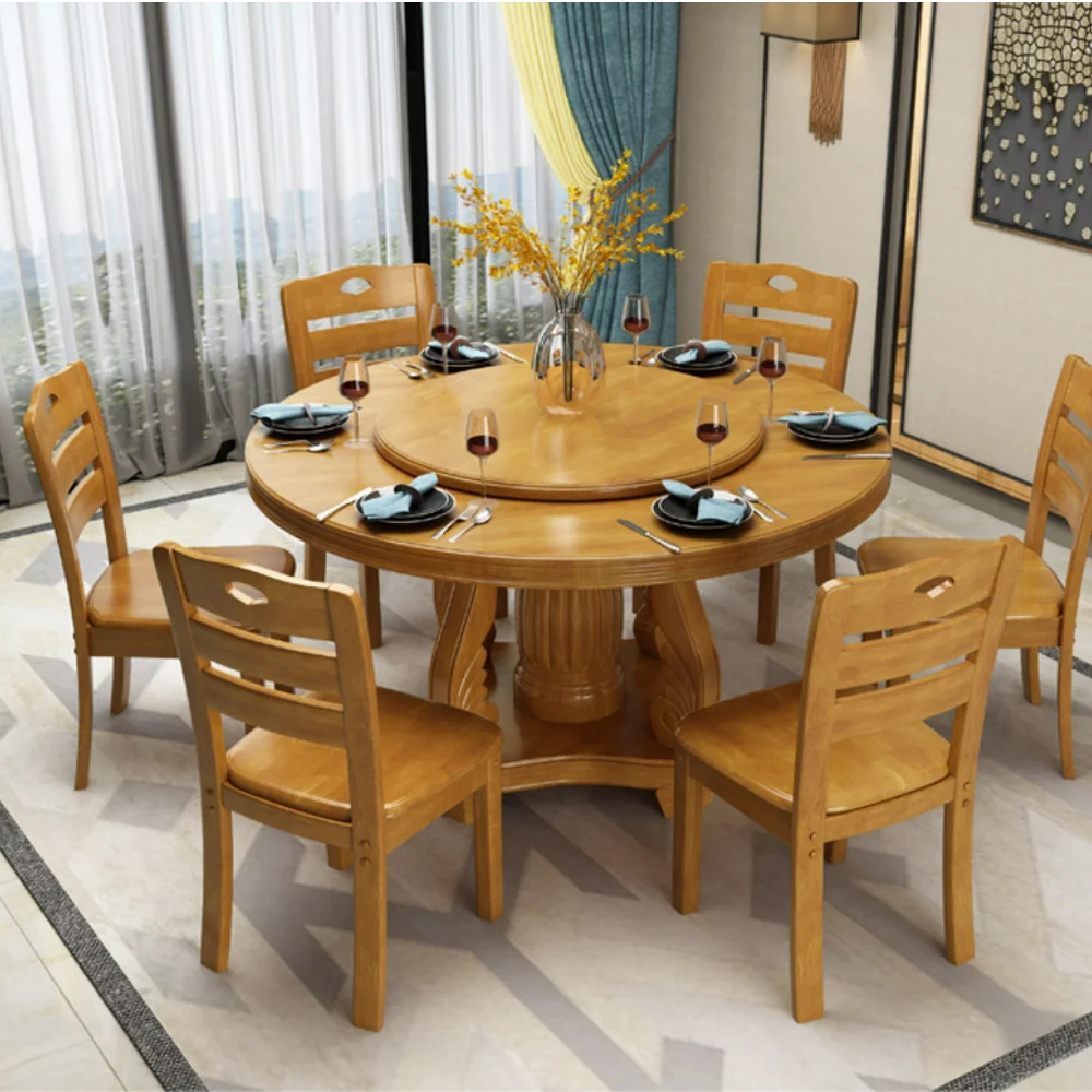 Wooden Dining Table With 8 Seats Combination Bjflamingo Wooden Round ...