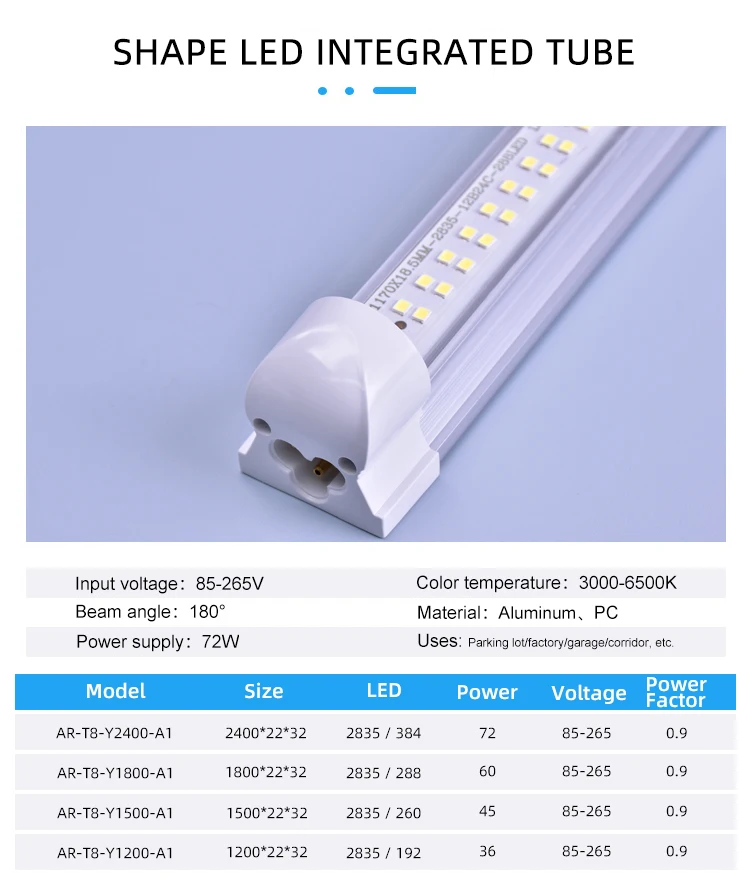Aier Double Row T8 Integrated Led Tube Lights 28w 56w 4ft 8ft 85-265v ...