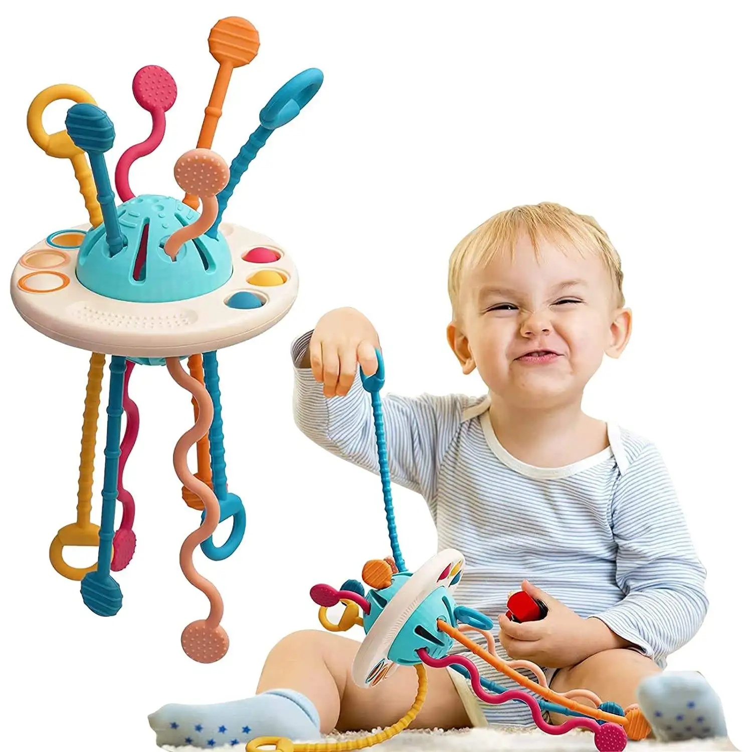 Baby Safety Product Educational Toy Ufo Pulling Toy For Kids Silicone ...