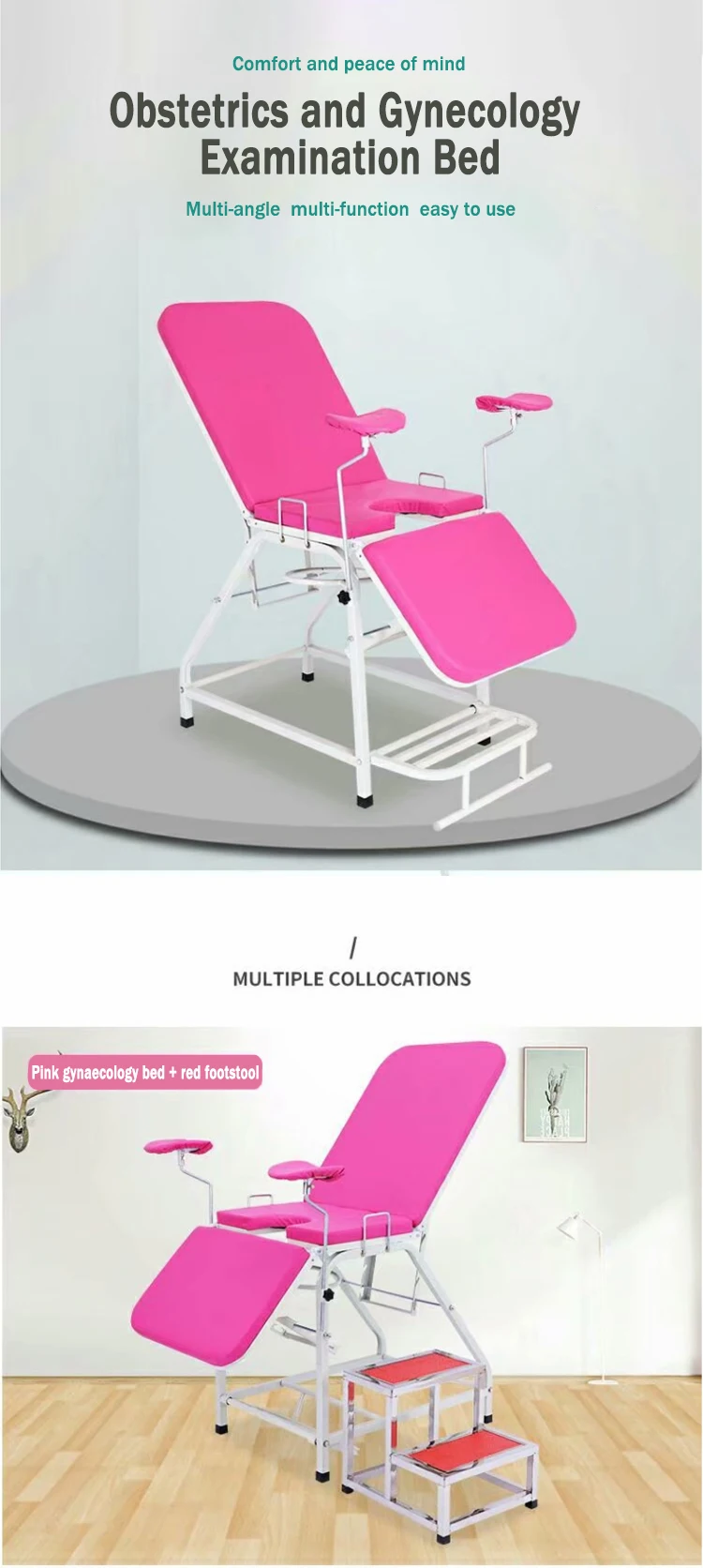 Cheap Medical Manual Portable Gynecological Exam Table With Stirrups ...