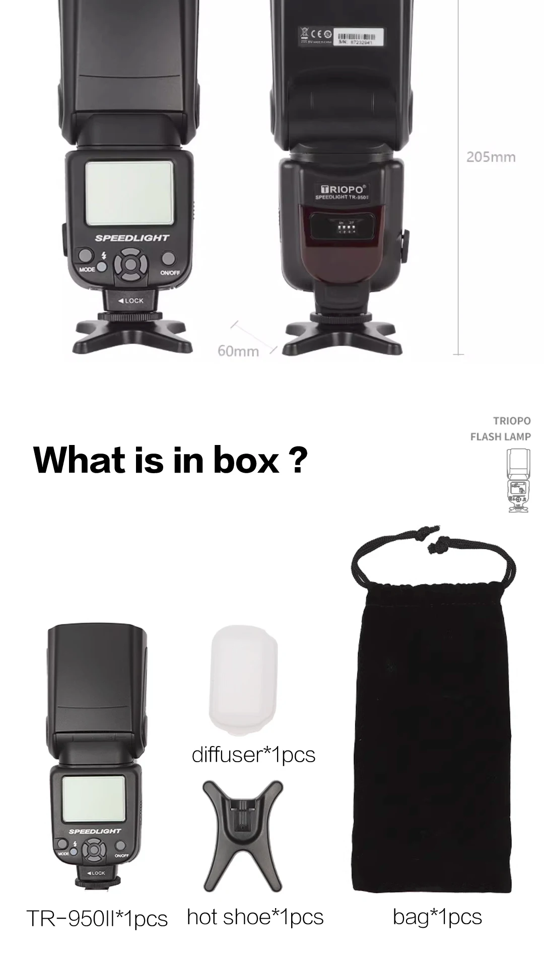 TRIOPO TR-950 II Camera Flash with G4 Trigger Transmitter