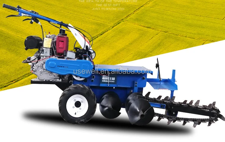 Trencher Ditcher Single Double Chain Ditch Digging Machine Hand-plush ...