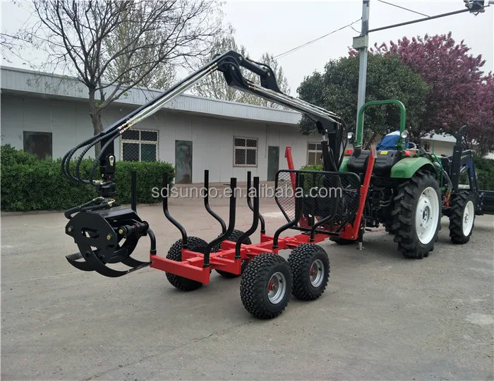 Forest Machine Wood Trailer with Crane Self Loading Log Trailer ...