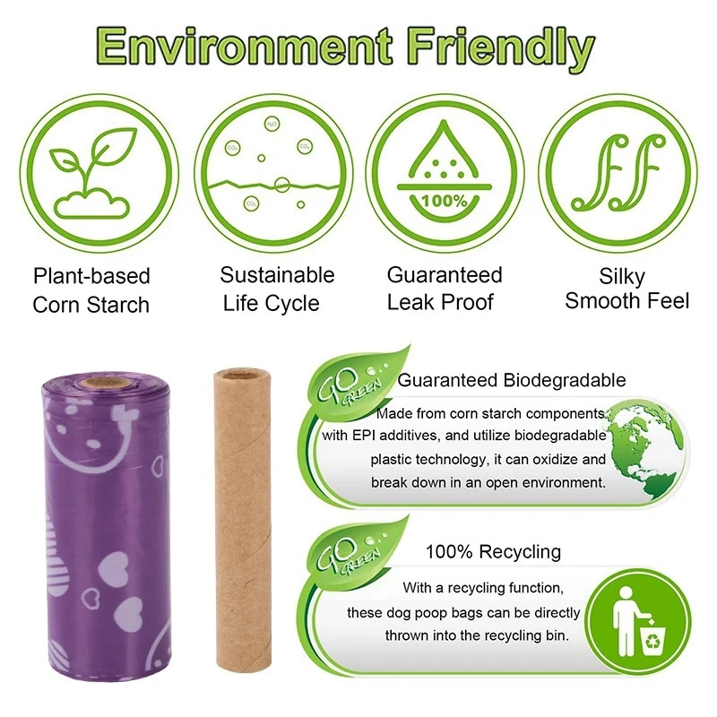 Customised Dog Logo Poop Bags Green Earth Friendly Biodegradable Poop ...