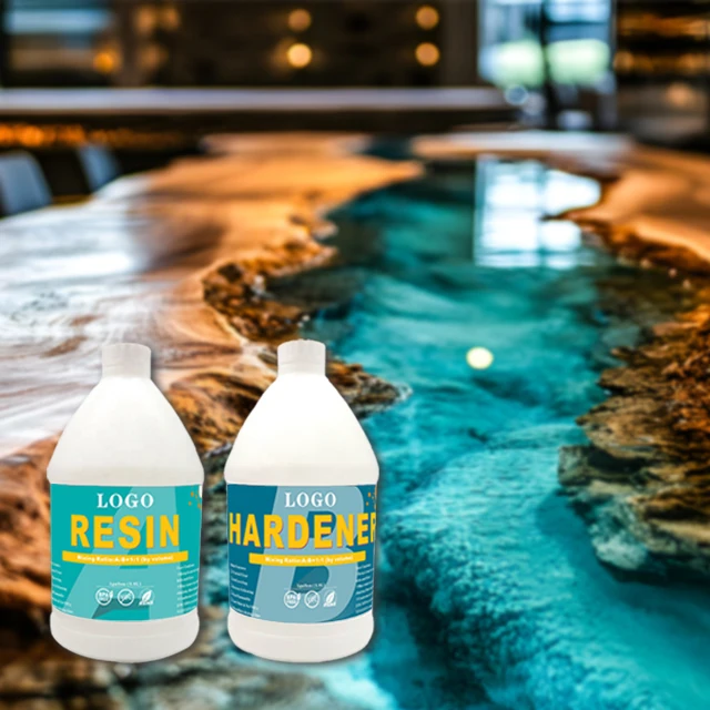 Large Volume High Transparent Platinum Crystal Ab Glue Epoxy Resin Wooden Table Jug For ...