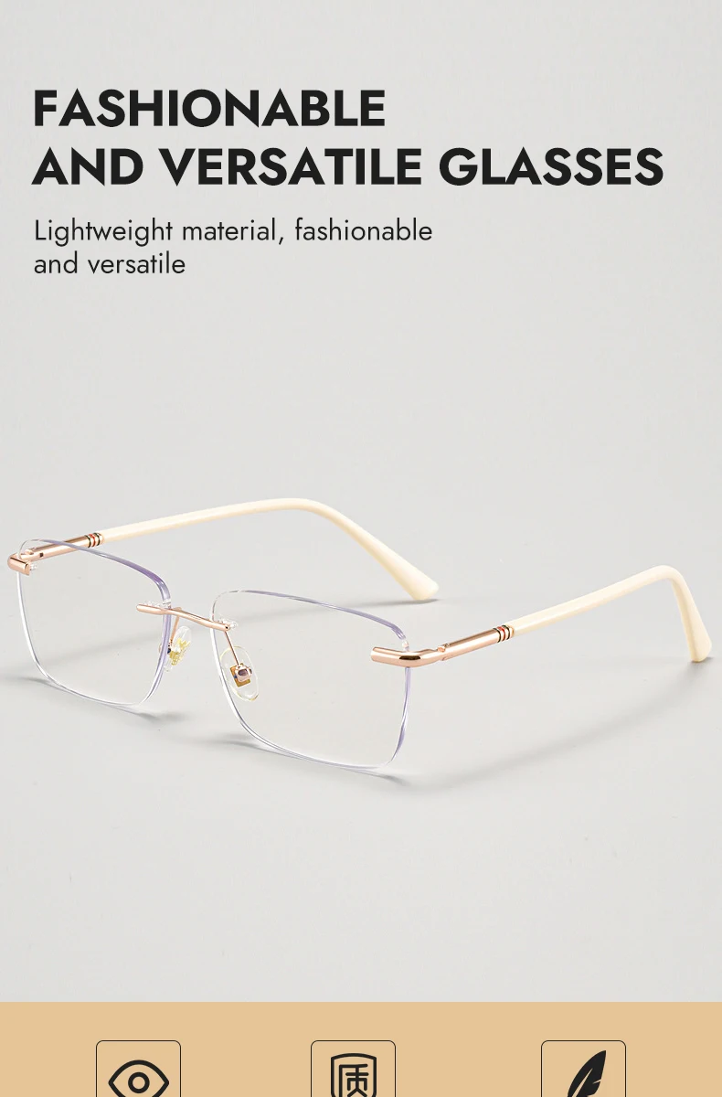 Shop Our 0602-B Rimless Myopia Frames for Women - Custom Logos