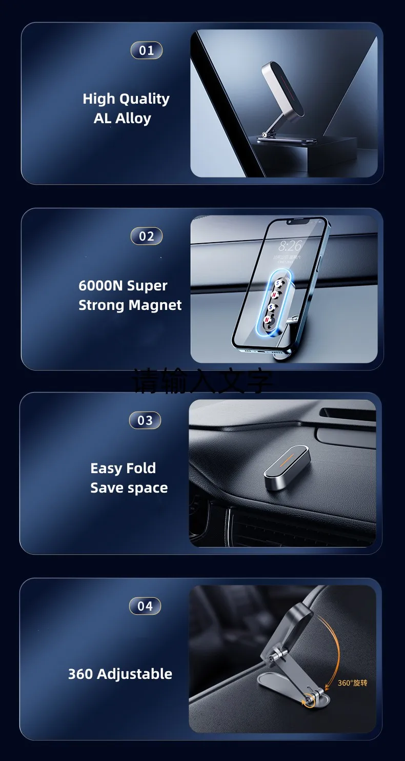 Metal Upgrade Magnetic Phone Mount Double 360 Rotation Easy Install ...