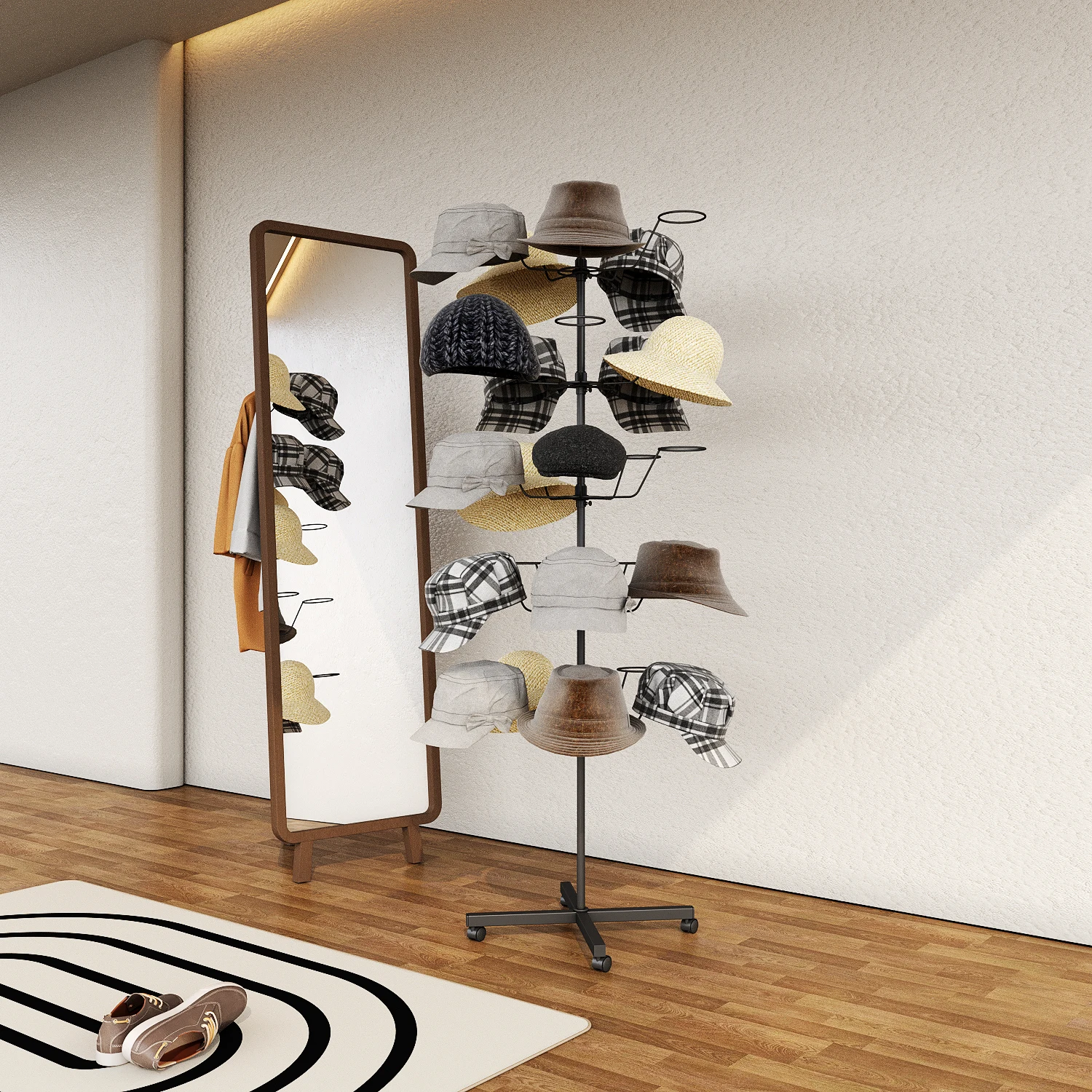 Wholesale Casters Wheel Metal Wire Shelves Design White Floor Store ...