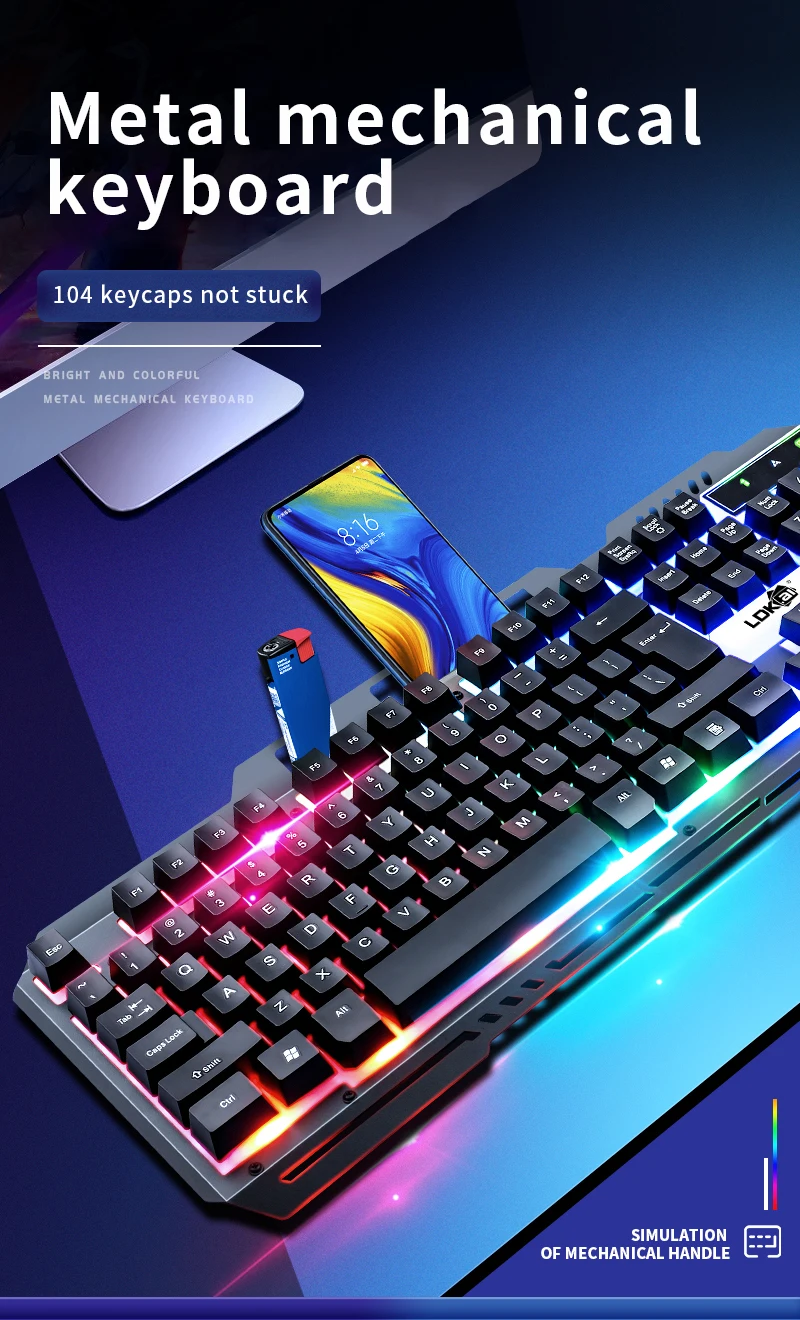 Rk300 Led Backlight Usb Wired Gamer Keyboard104 Keys Rgb Gaming ...