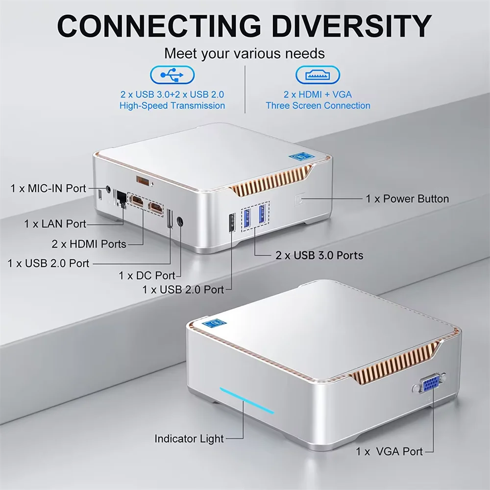 Mini PC DDR4 16GB+512GB Micro Computer Windows 11 Graphics 750MHz Intel ...