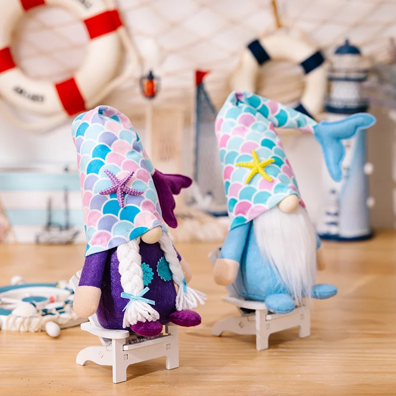 Handmade Beach Dwarf Mermaid Gnomes Plush Ornaments Farmhouse ...
